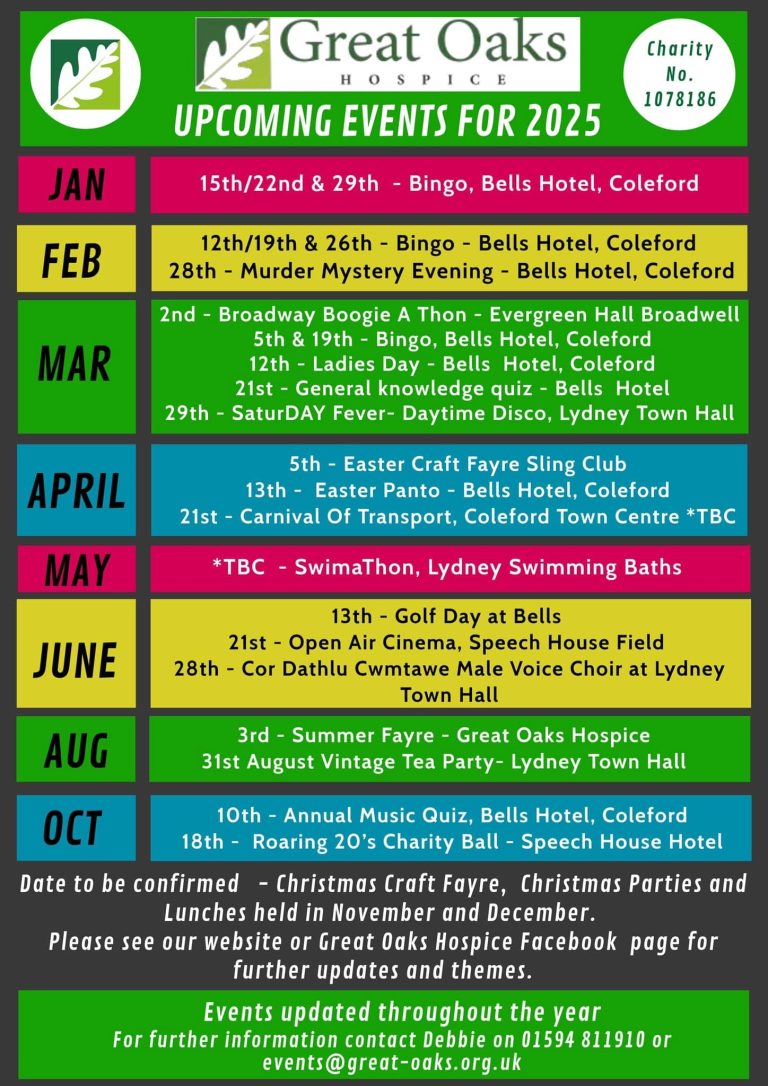 Calendar of Events 2025 - Great Oaks Hospice